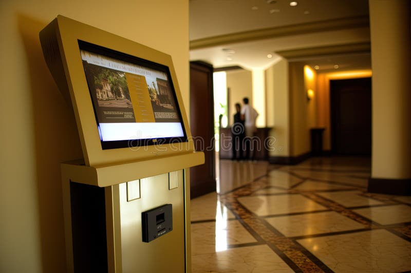 Hotel Interior, Digital Signage, Kiosk Touch. Generative AI Stock ...