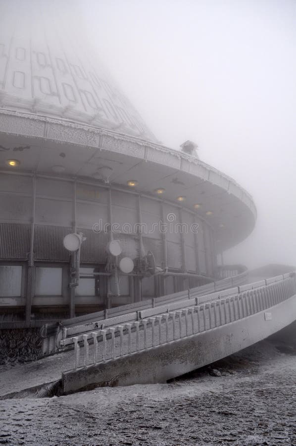 Hotel Jested in Liberec Hidden in a Thick Fog Covered with Winter Frost ...