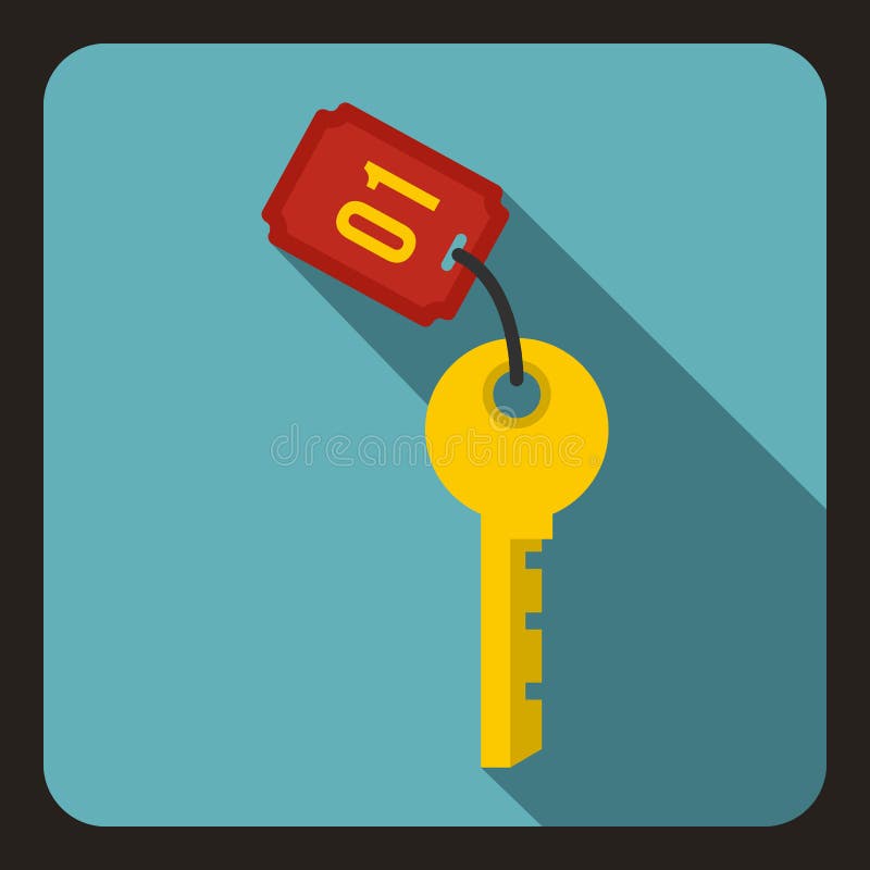 Hotel key icon, flat style stock illustration. Illustration of open ...
