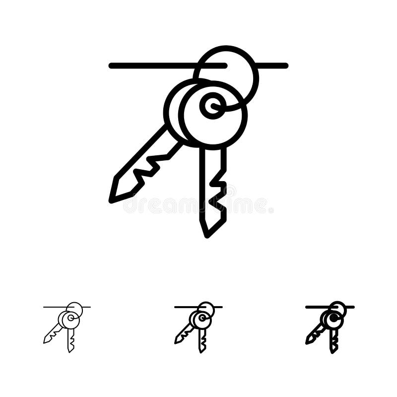 Hotel, Key, Room, Keys Bold and Thin Black Line Icon Set Stock Vector ...