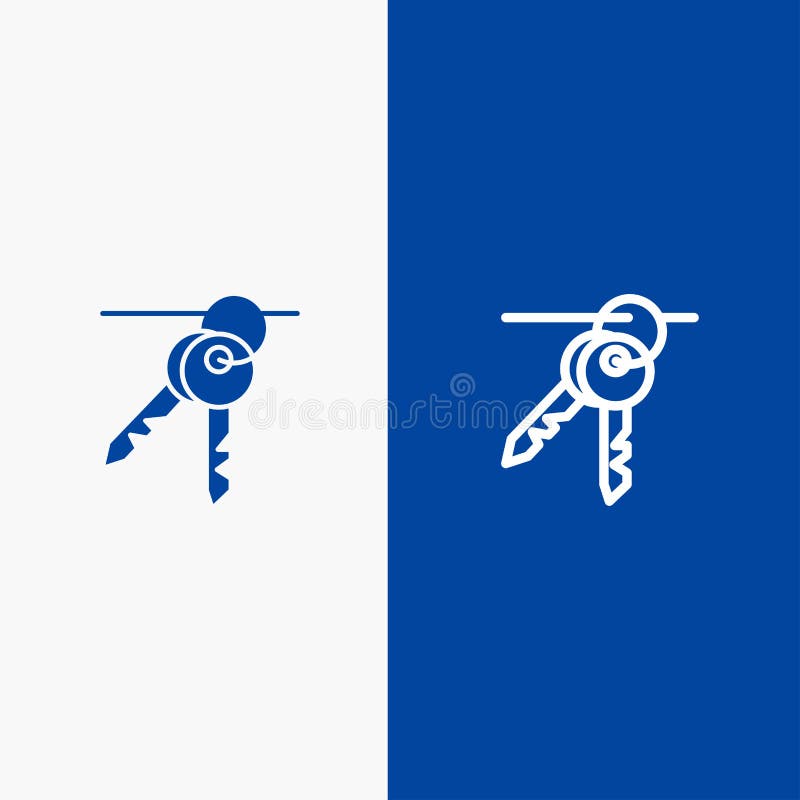 Hotel, Key, Room, Keys Line and Glyph Solid Icon Blue Banner Stock ...