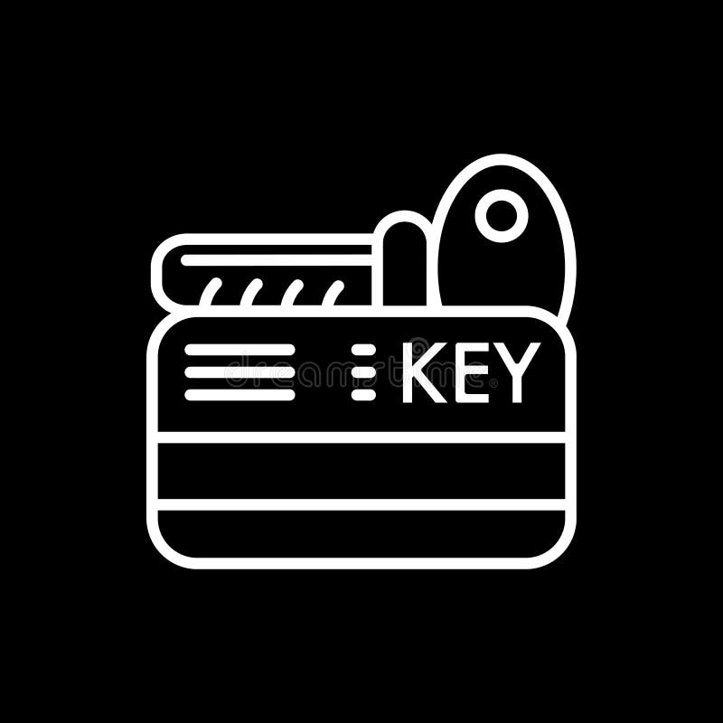 Hotel Key Vector Icon. Isolated on Black. Outline Style Stock Vector ...