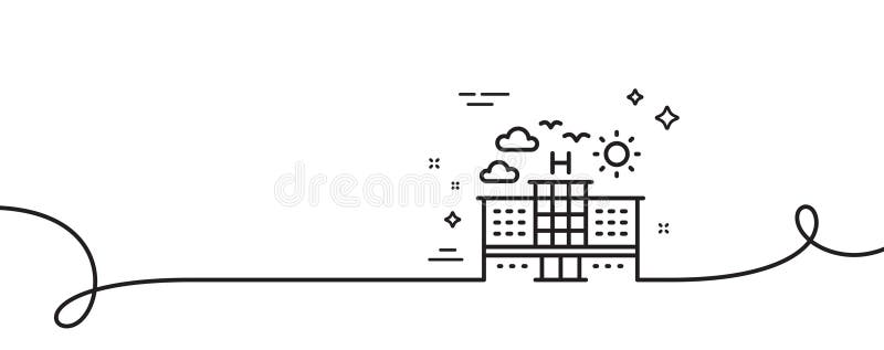 Hotel Line Icon. Travel Sign. Continuous Line with Curl. Vector Stock ...