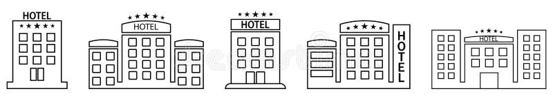 Hotel line icon set stock vector. Illustration of room - 260991853