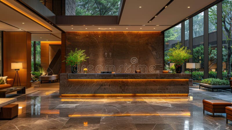 Hotel Lobby Interior. Hotel Reception Interior Stock Image - Image of ...