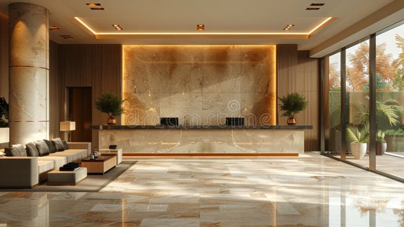 Hotel Lobby Interior. Hotel Reception Interior Stock Image - Image of ...