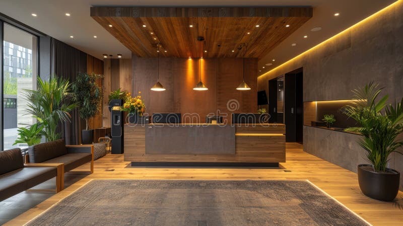 Hotel Lobby Interior. Hotel Reception Interior Stock Image - Image of ...