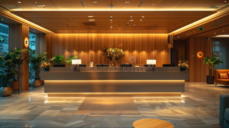 Hotel Lobby Interior. Hotel Reception Interior Stock Photo - Image of ...