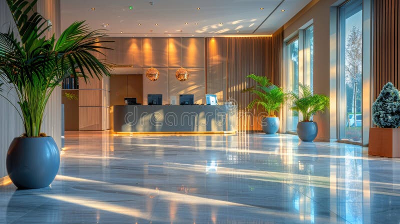 Hotel Lobby Interior. Hotel Reception Interior Stock Photo - Image of ...