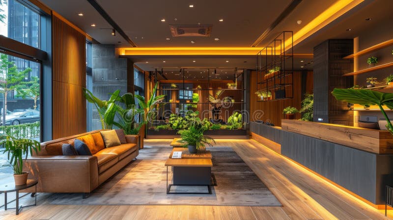 Hotel Lobby Interior. Hotel Reception Interior Stock Photo - Image of ...