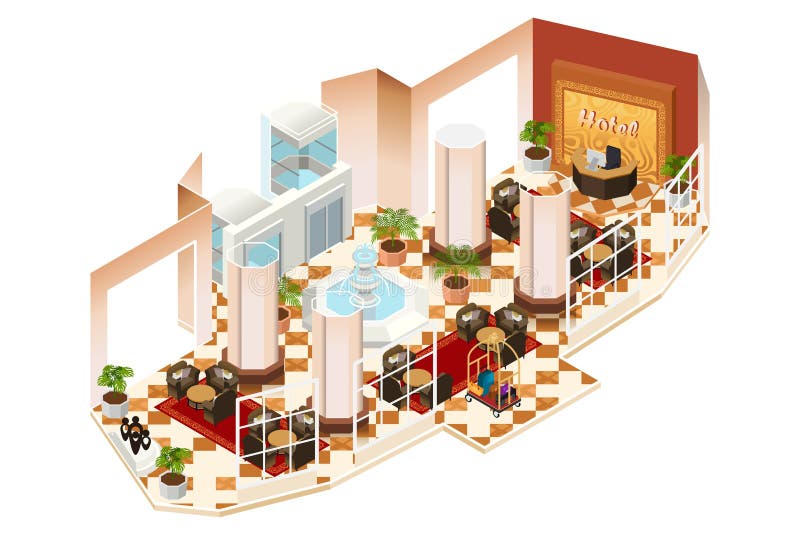 Hotel Lobby Receptionist Area Vector Illustration Stock Vector ...