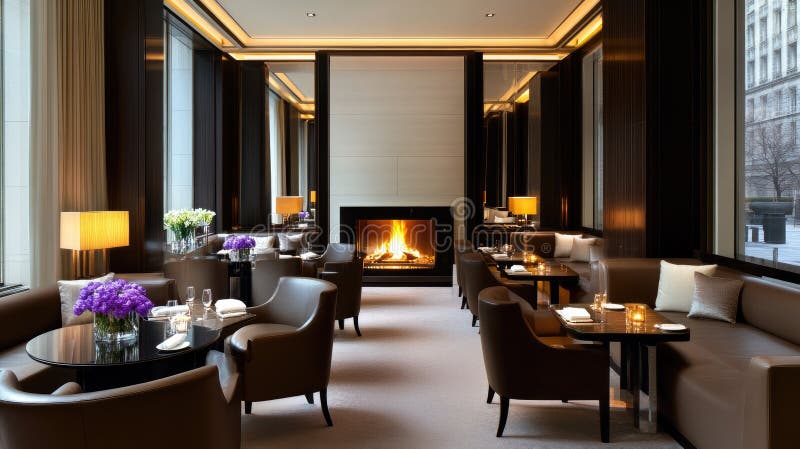 The Hotel Lobby Showcases a Stylish, Minimalist Design with Leather ...