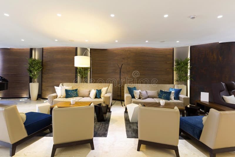 Hotel Lounge Interior in the Evening Stock Photo - Image of inside ...
