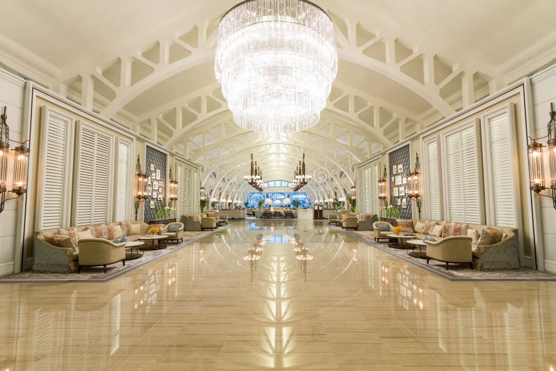 Hotel - Main Entrance, Luxurious Hall and Couch Stock Photo - Image of ...