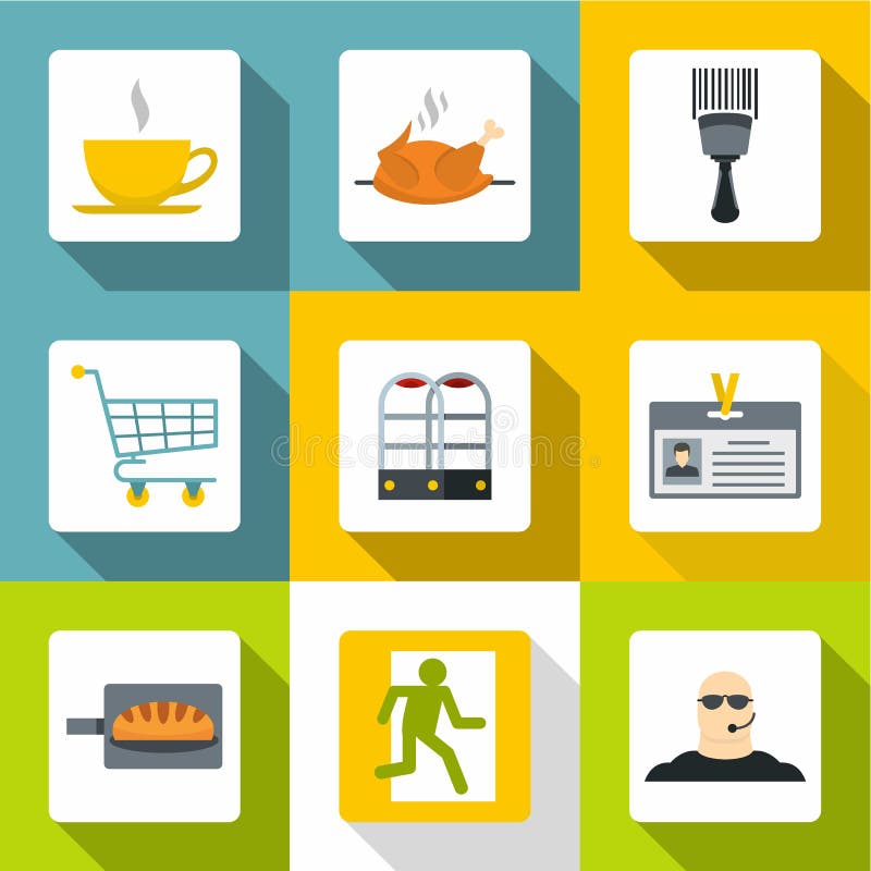 Hotel Management Icons Set, Flat Style Stock Vector - Illustration of ...