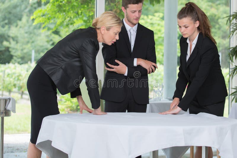 Hotel Manager Training Waiting Staff Stock Photo - Image of cover ...