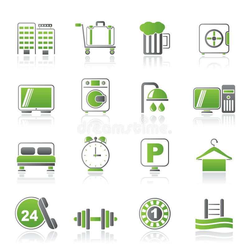 Hotel and motel icons stock vector. Illustration of laundry - 32605948