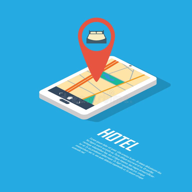 Hotel Navigation Point and Pin. Smartphone Gps Stock Vector ...