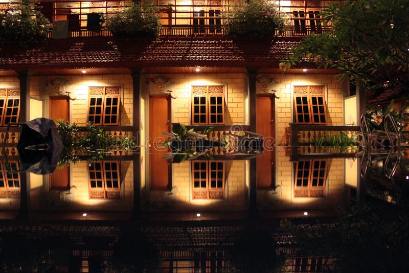Facade of Historic Building at Night Stock Photo - Image of night ...