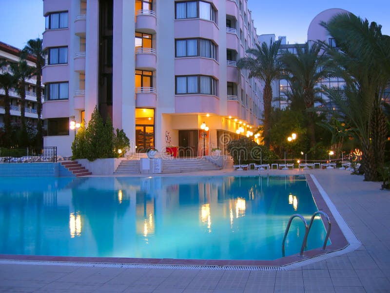 Hotel at night stock photo. Image of nature, city, pool - 1717682