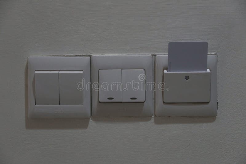 Hotel Open Room Card System with Light Switch White Wall Stock Photo ...