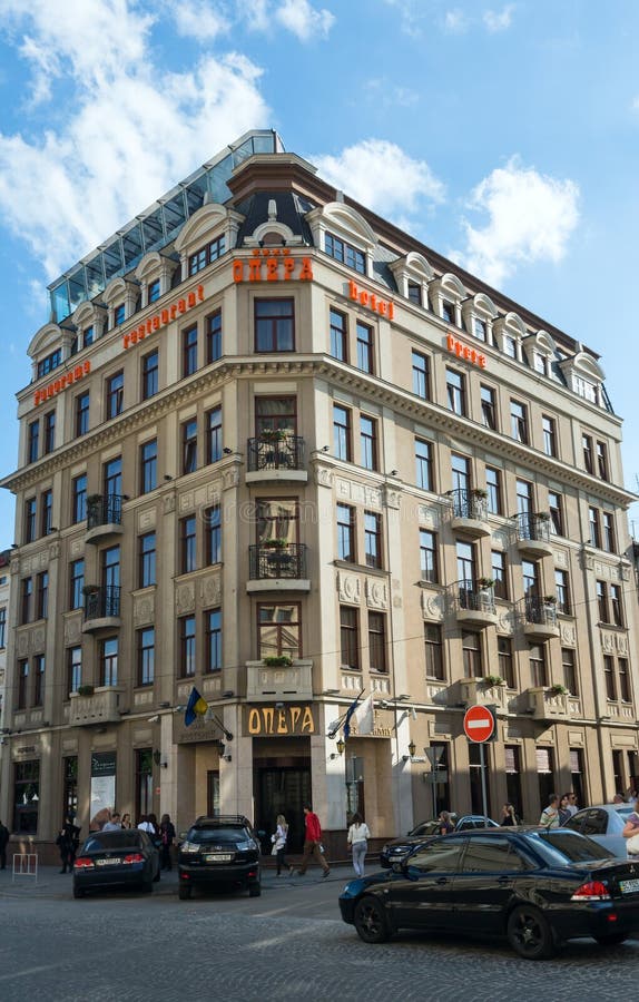 Hotel Opera in Lviv City, Ukraine Editorial Stock Image - Image of ...