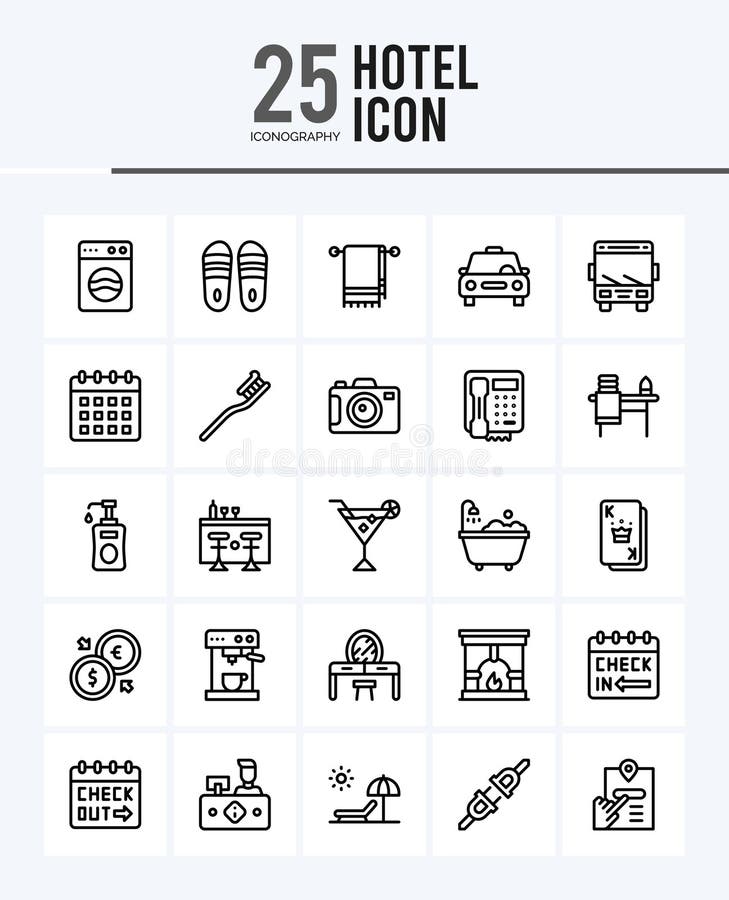 25 Hotel Outline Icons Pack Vector Illustration Stock Vector ...