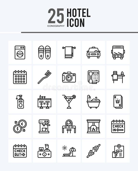 25 Hotel Outline Icons Pack Vector Illustration Stock Vector ...