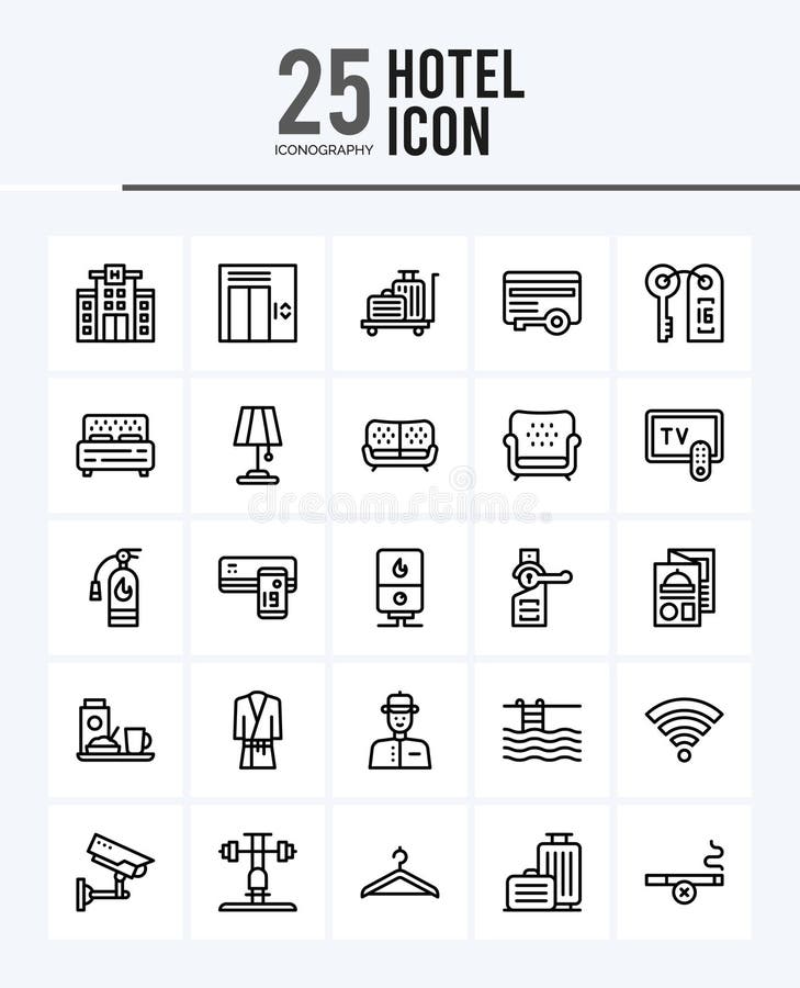 25 Hotel Outline Icons Pack Vector Illustration Stock Vector ...