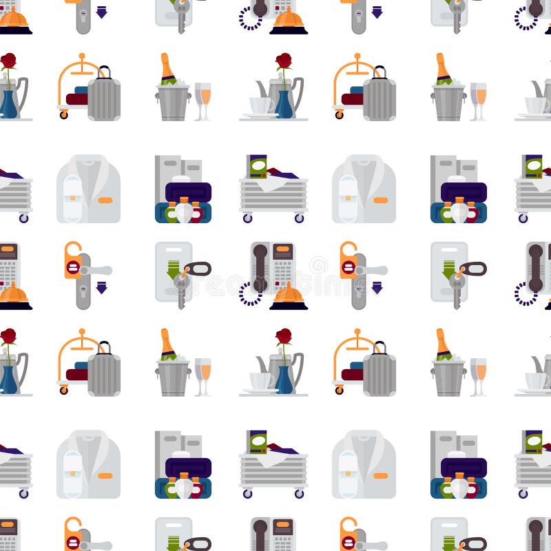 Hotel Service Icons Vector Hoteling Staff Waiter Butler and Hotelman ...