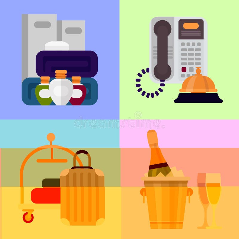 Reception of a Hotel with Woman Receptionist Vector Illustration. Hall ...