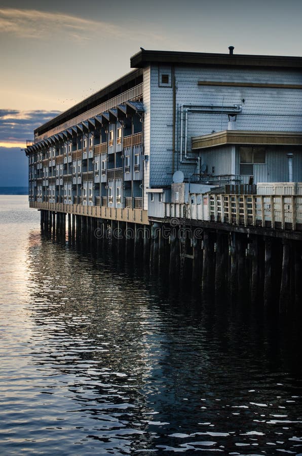 Hotel on a Pier in Water in the City Seattle Stock Photo - Image of ...