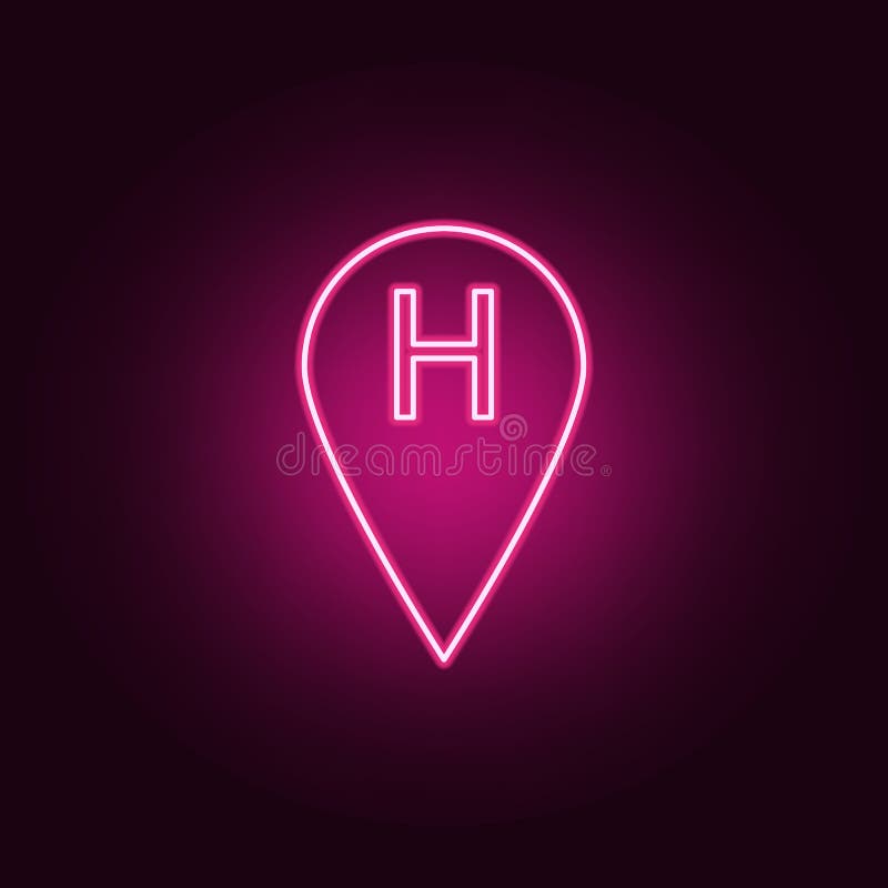 Hotel Pin Icon. Elements of Hotel in Neon Style Icons Stock ...
