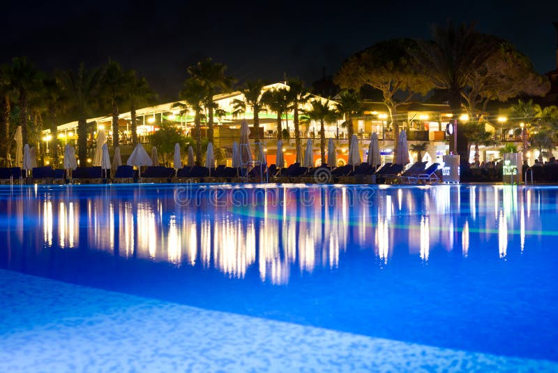 Hotel pool at night editorial image. Image of night, kids - 71768180