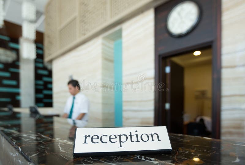 Reception Desk with a Clock Stock Image - Image of counter, newyork ...