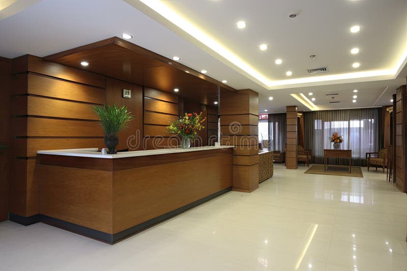 Hotel Reception, Accommodation Lobby, Hotel Indoors with Reception Desk ...