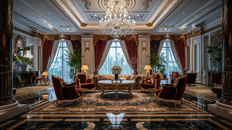 Hotel Reception Area Showcasing Luxury Design Elements Stock ...