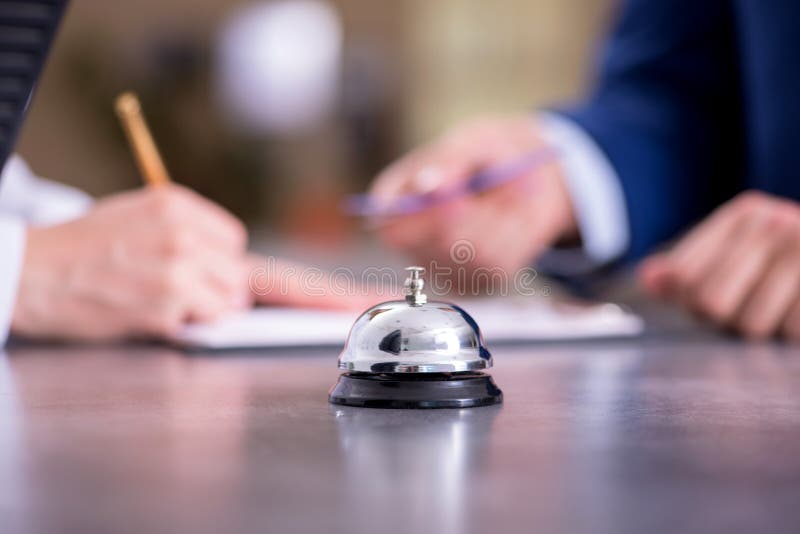 Hotel Reception Bell at the Counter Stock Image - Image of hostel ...