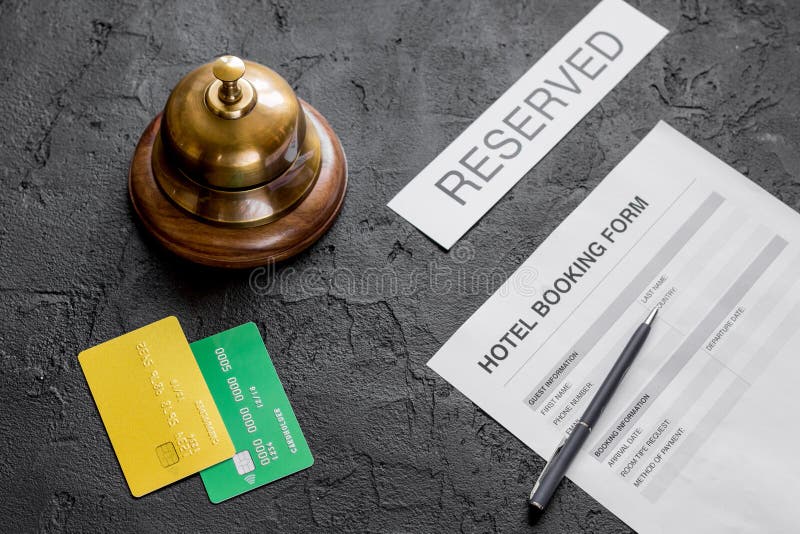 Hotel Reception Desk with Booking Form Stone Background Stock Image ...
