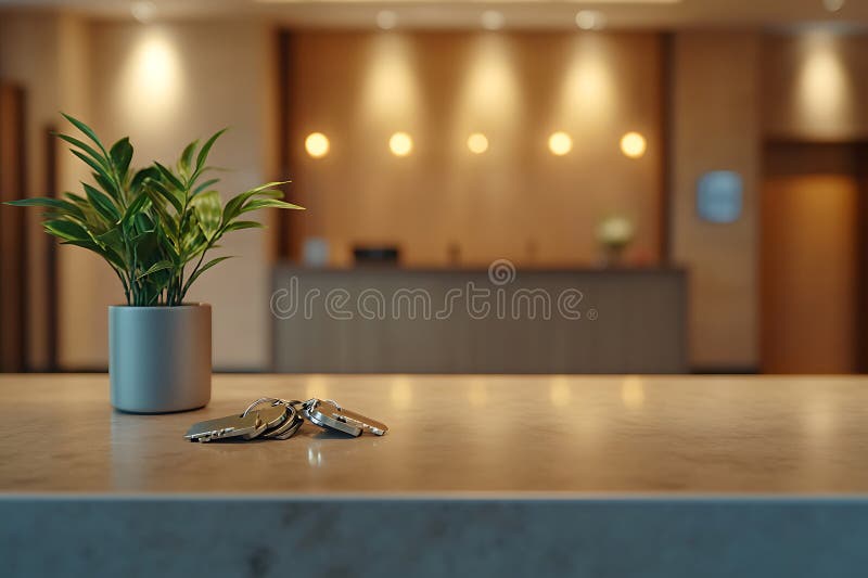 A Hotel Reception Desk with Keys on it, Captured in Close-up. the Focus ...