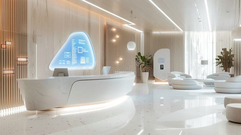 Hotel Reception Features Interactive Touch Screens in a Modern Design ...