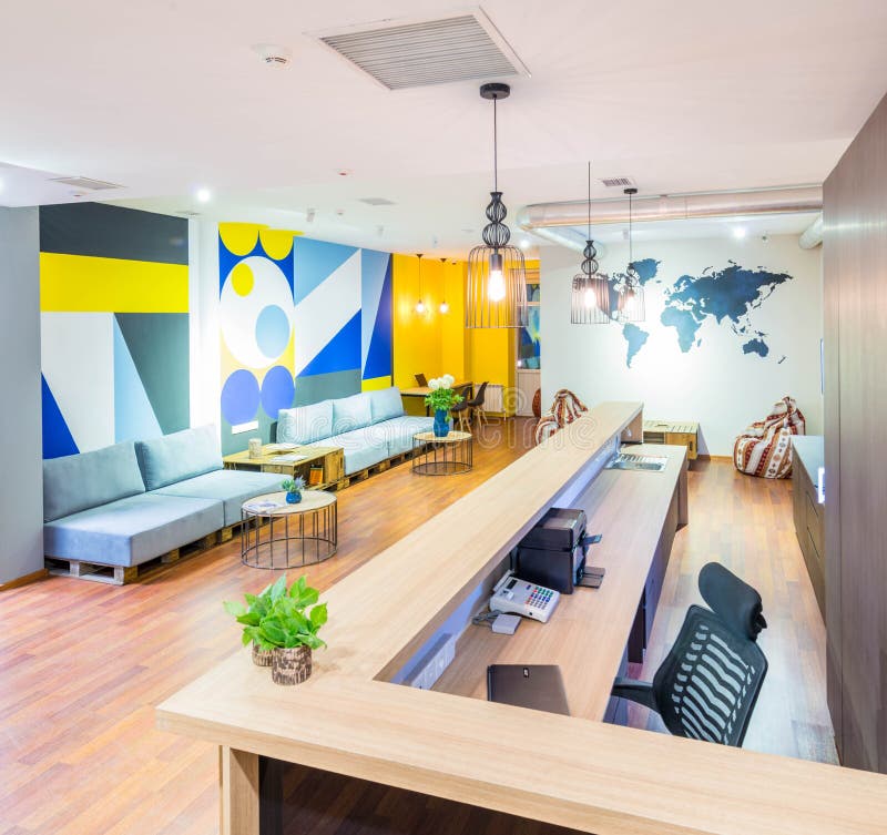 Hotel Reception of Hostel Dormitory Stock Photo - Image of house, lamp ...