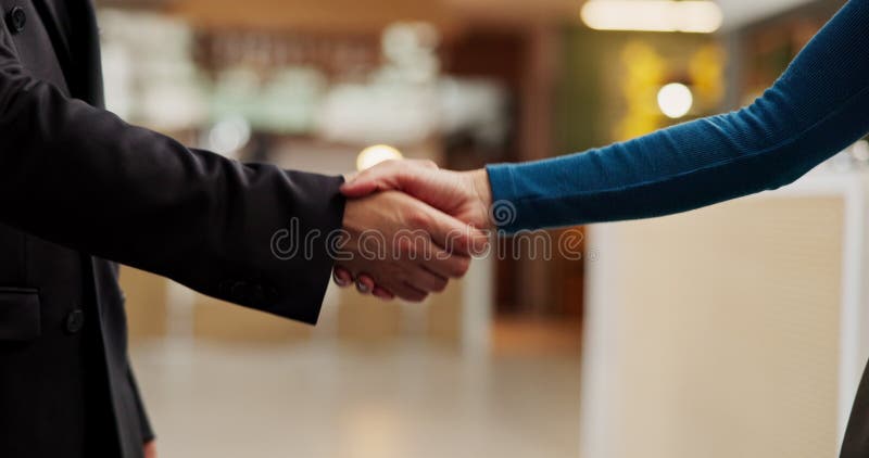 Hotel, Reception and People with Shaking Hands for Greeting, Welcome or ...