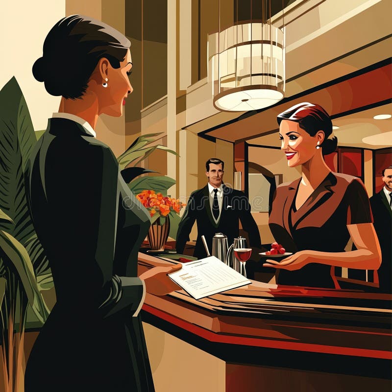 Hotel Reception Service Scene Stock Illustration - Illustration of ...