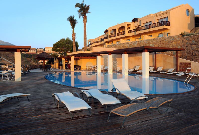 Hotel Recreation Area stock image. Image of trees, columns - 14662783