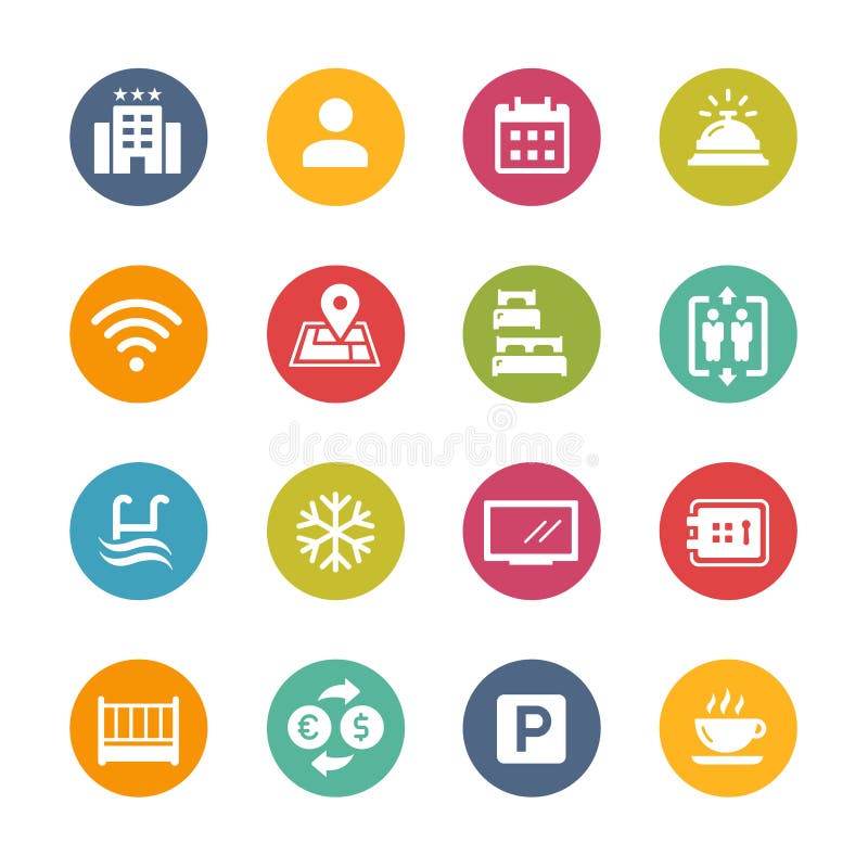 Hotel and Rentals Icons 1 of 2 // Fresh Colors Stock Vector ...