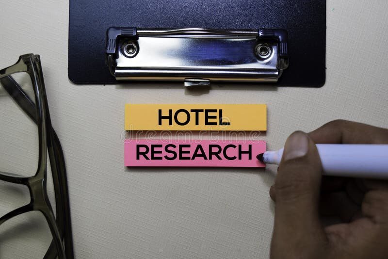 Hotel Research Text on Sticky Notes on Office Desk Stock Image - Image ...