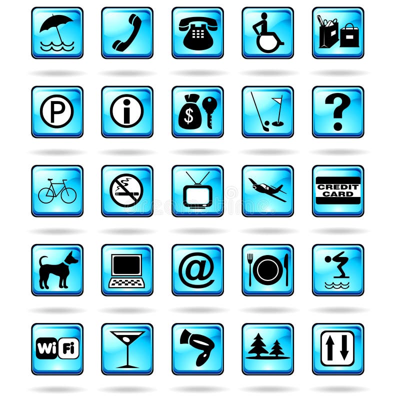 Hotel Resort Symbols Icons Blue Stock Vector - Illustration of ...