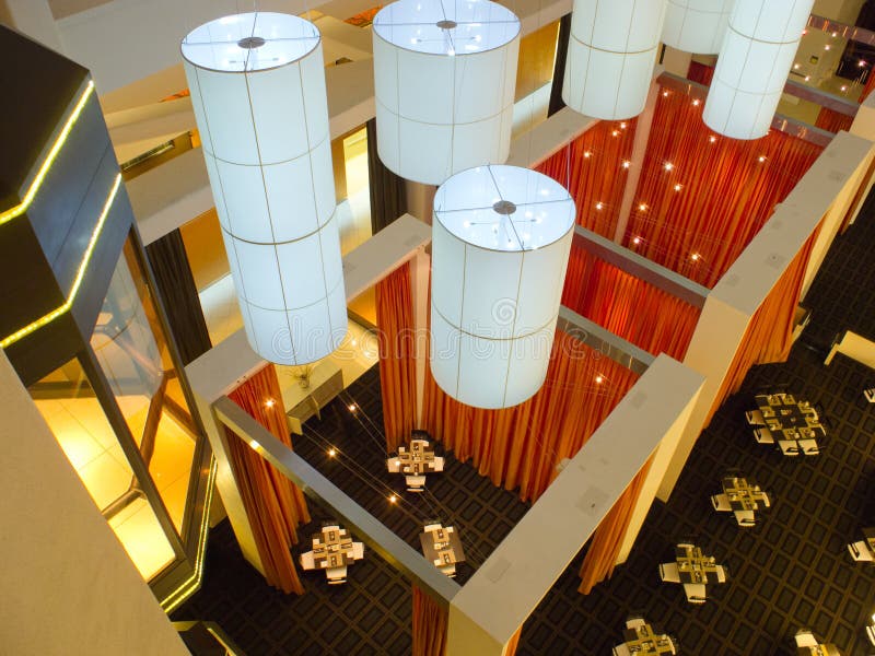 Hotel Restaurant Interior from Above Stock Image - Image of lobby ...