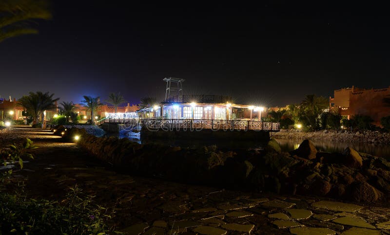 Hotel restaurant at night stock photo. Image of travel - 36842350